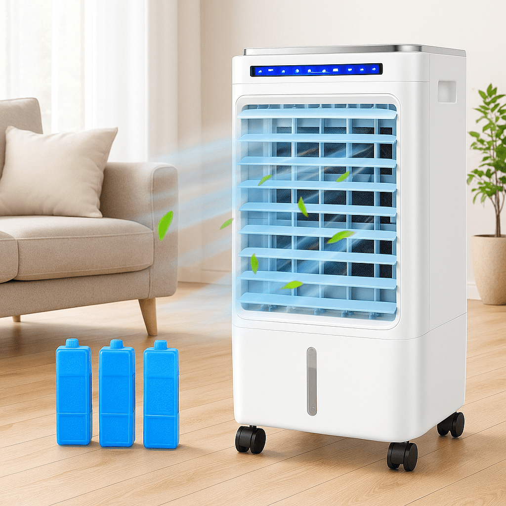 3-IN-1 Portable Evaporative Air Cooler with Multi-Speed Fan and Moistu ...