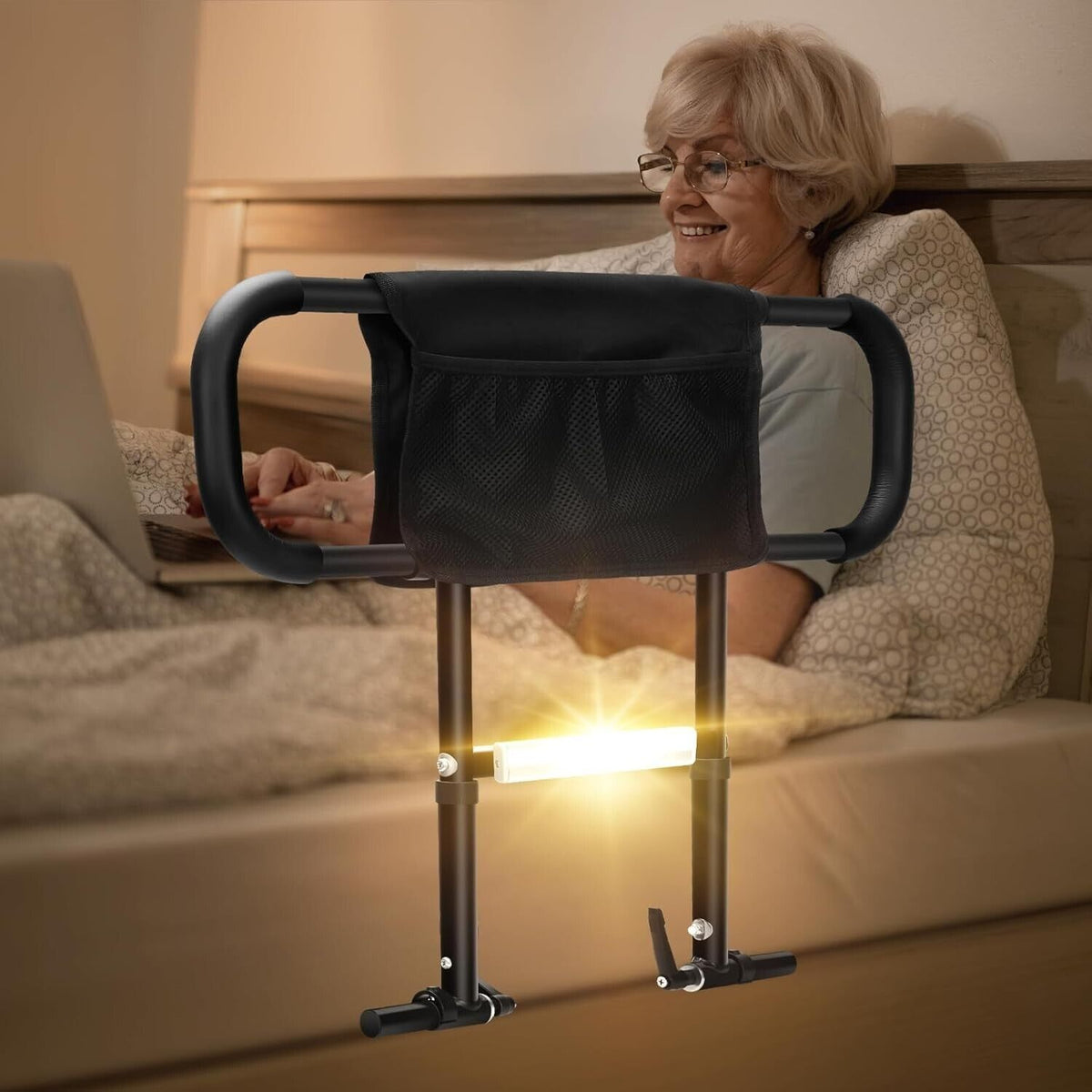 Heavy-Duty Extendable Bed Assist Rails for Seniors Support with Motion ...