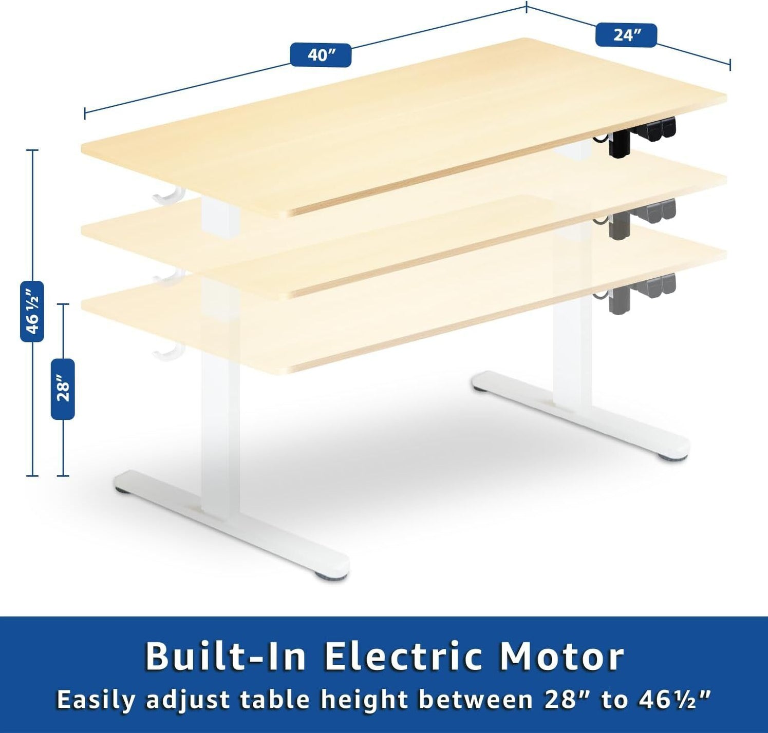 40-Inch Electric Height Adjustable Standing Desk - Smart Computer Desk ...